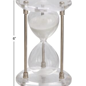 Deco 79 The Novogratz Metal Hourglass Sand Timer with Acrylic Base, 4" x 4" x 6", Silver