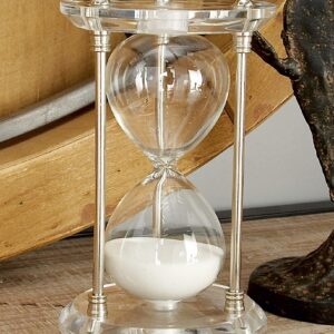 Deco 79 The Novogratz Metal Hourglass Sand Timer with Acrylic Base, 4" x 4" x 6", Silver