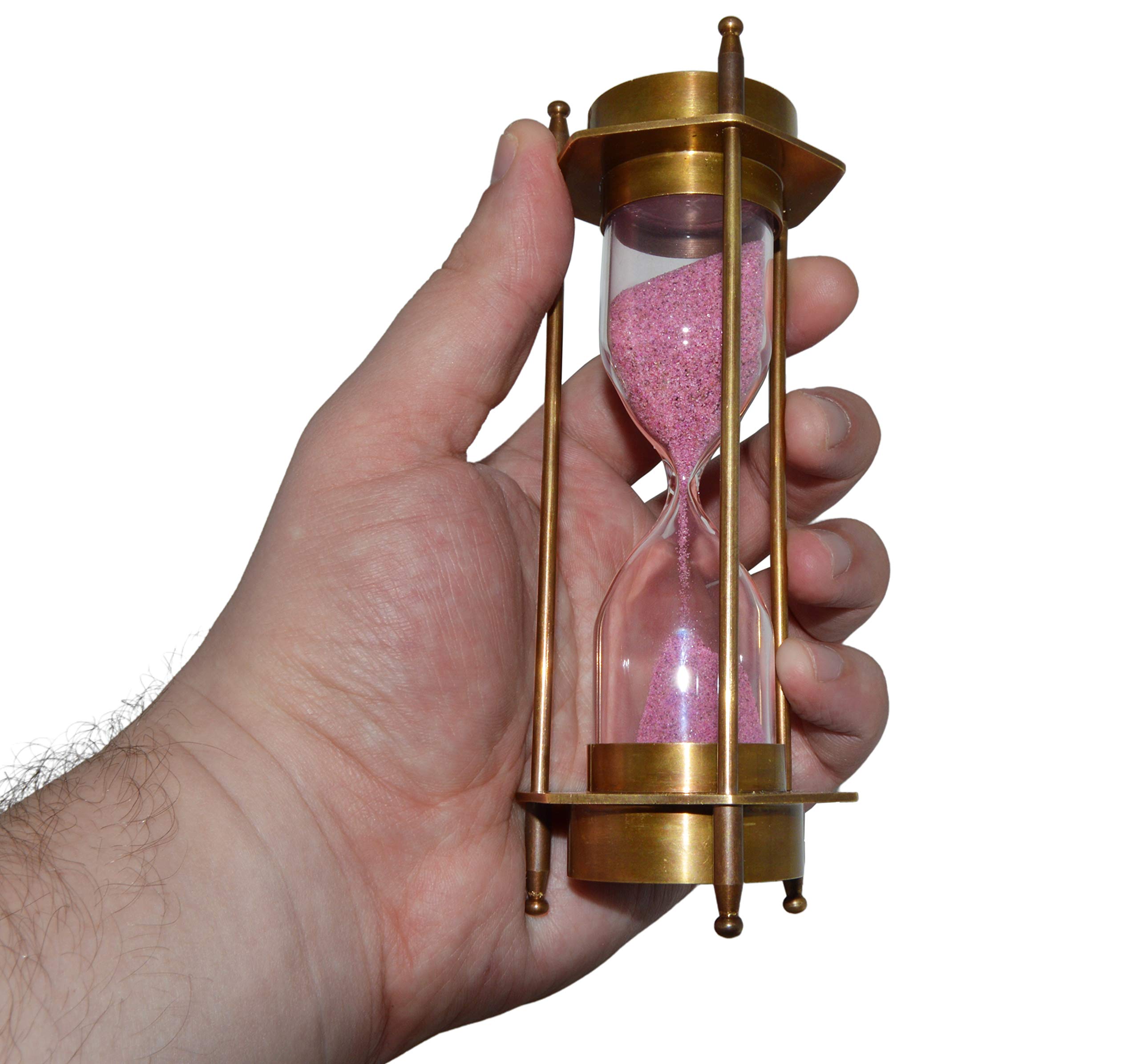 5.75" Brass Pirate Hourglass, Nautical Maritime Decoration with Functional 2 Minute Timer and Navigation Compasses by SciencePurchase