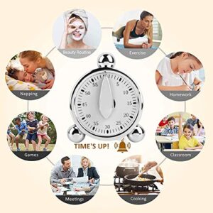 60minutes Kitchen Timer, Mechanical Timer Countdown Timer Kitchen Reminder, Cooking Timer Alarm Clock for Cooking Baking Washing Steaming, Manual Cooking Timer