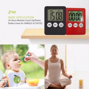 YiiLshaoqx Magnetic Square LCD Digital Timer Kitchen Cooking Countdown Alarm Clock Tools - Silver