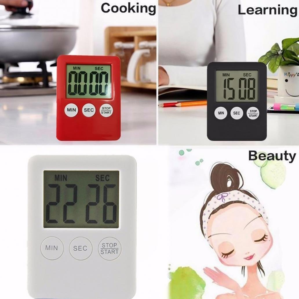 YiiLshaoqx Magnetic Square LCD Digital Timer Kitchen Cooking Countdown Alarm Clock Tools - Silver