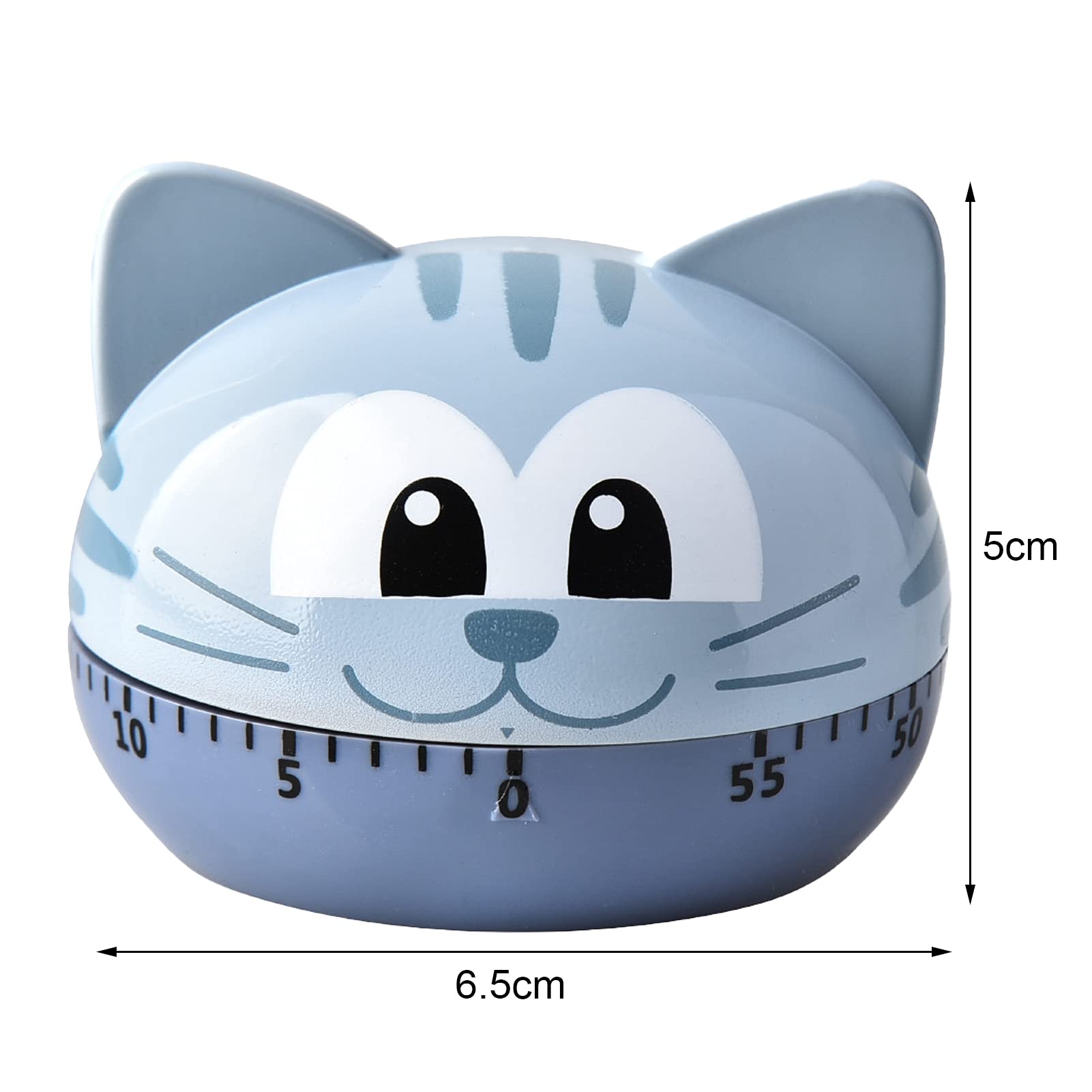 YuFanKits Kitchen Timer, Cartoon Animal Timer Mechanical 60 Minute ABS Portable, Countup Clock for Cooking Study Sport Class Cat