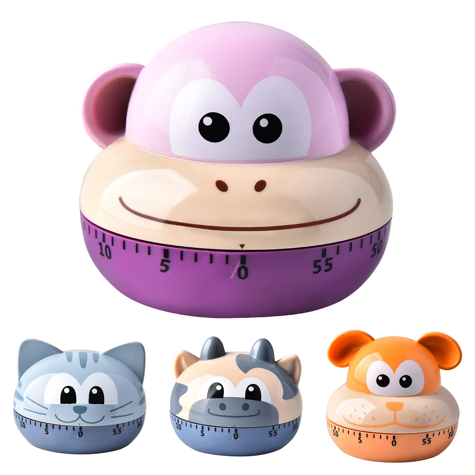 YuFanKits Kitchen Timer, Cartoon Animal Timer Mechanical 60 Minute ABS Portable, Countup Clock for Cooking Study Sport Class Cat