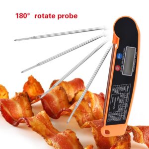 Meat Thermometers Kitchen Cooking Thermometer Digital Multi-Functional Food Thermometer Foldable Thermometer for Grilling BBQ Milk Water Coffee(Orange)