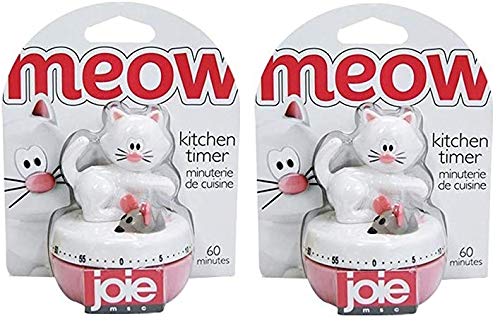 Joie Meow Cat 60-Minute Kitchen Timer Home Decor Products (pack of 2 Meow Timer)