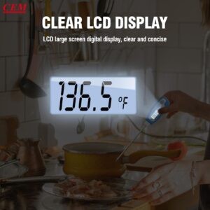 CEM Instant Read Meat Thermometer for Grill and Cooking. Best Waterproof Ultra Fast Thermometer with Backlight & Calibration. Digital Food Probe for Kitchen, Outdoor Grilling and BBQ!