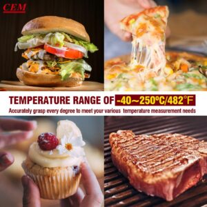 CEM Instant Read Meat Thermometer for Grill and Cooking. Best Waterproof Ultra Fast Thermometer with Backlight & Calibration. Digital Food Probe for Kitchen, Outdoor Grilling and BBQ!