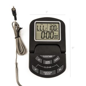 fixturedisplays® digital kitchen food meat cooking electronic thermometer probe for bbq, oven, grill and smoker with timer alarm 16810