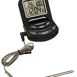 FixtureDisplays® Digital Kitchen Food Meat Cooking Electronic Thermometer Probe for BBQ, Oven, Grill and Smoker with Timer Alarm 16810