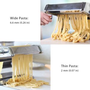 Pasta Machine, ISILER 9 Adjustable Thickness Settings Pasta Maker, 150 Roller Noodles Maker with Aluminum Alloy Rollers and Cutter for Pasta, Spaghetti, Fettuccini, Lasagna