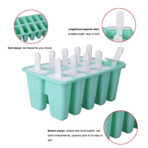 YSBER Popsicle Molds -10 Pieces Easy Release - Reusable BPA Free Silicone Ice Pop Molds Maker With Silicone Funnel & Cleaning Brush.