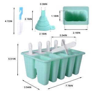 YSBER Popsicle Molds -10 Pieces Easy Release - Reusable BPA Free Silicone Ice Pop Molds Maker With Silicone Funnel & Cleaning Brush.