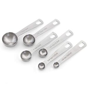 1Easylife 18/8 Stainless Steel Measuring Spoons, Set of 6 for Measuring Dry and Liquid Ingredients