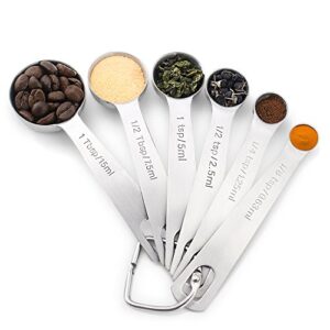 1easylife 18/8 stainless steel measuring spoons, set of 6 for measuring dry and liquid ingredients