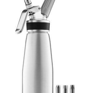 Aluminum Whipped Cream Dispenser with 3 Nozzles, Brush & Recipe Guide