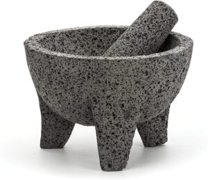 rsvp international authentic mexican molcajete, 8.5" x 5", natural volcanic stone