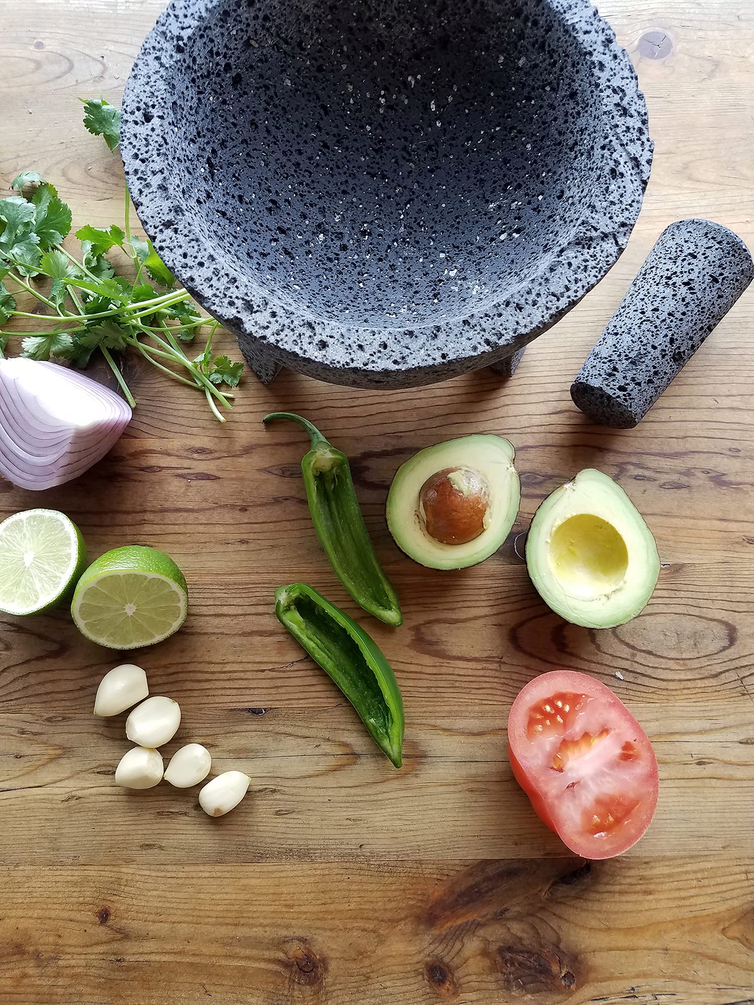 RSVP International Authentic Mexican Molcajete, 8.5" x 5", Natural Volcanic Stone