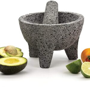 RSVP International Authentic Mexican Molcajete, 8.5" x 5", Natural Volcanic Stone