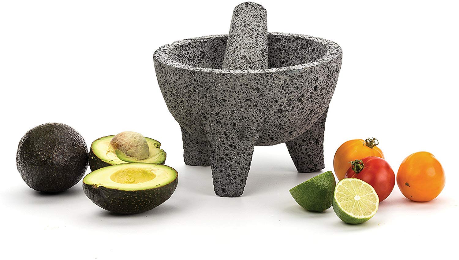 RSVP International Authentic Mexican Molcajete, 8.5" x 5", Natural Volcanic Stone