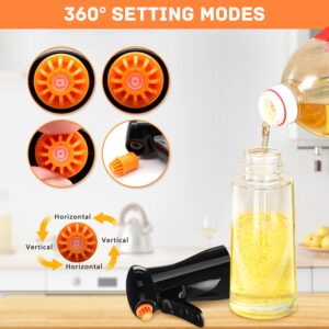 Showvigor Olive Oil Sprayer for Cooking- 200ml Rotatable Nozzle Olive Oil Spray Bottle Premium Oil Mister with Brush Oil Spritzer for Air Fryer, BBQ, Salad, Baking,Grilling Kitchen Gadgets(Black)