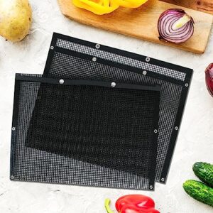 Large BBQ Mesh Grill Bags Set 2 Reusable Non-Stick Grill Bag for Charcoal Gas Electric Grills&Smokers Pitmasters Heat Resistant Barbecue Bag Vegetables Grilling Pouches Grill Accessories BBQ Tools