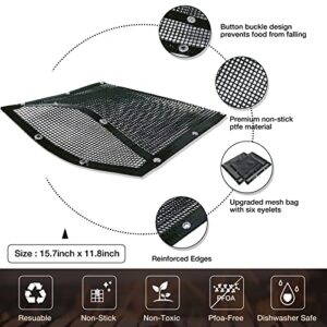 Large BBQ Mesh Grill Bags Set 2 Reusable Non-Stick Grill Bag for Charcoal Gas Electric Grills&Smokers Pitmasters Heat Resistant Barbecue Bag Vegetables Grilling Pouches Grill Accessories BBQ Tools