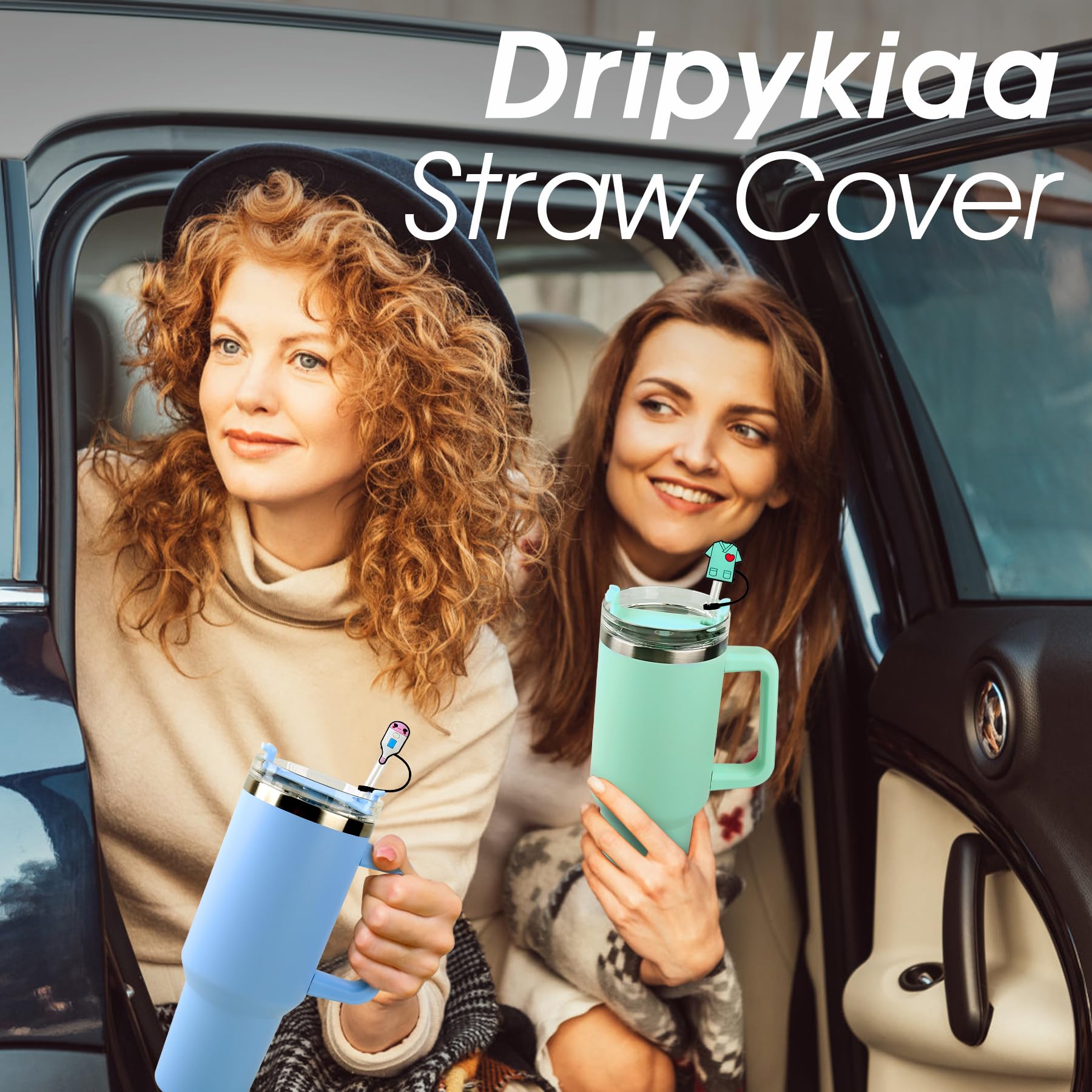 Dripykiaa 20pcs Straw Cover Nurse Straw Covers Medical Silicone Straw Tips Reusable Drinking Straw Cap Lids Cap Dust-proof Straw Plug for 6-8 mm (0.24-0.31 Inch) Straw Gifts for Nurse Doctor