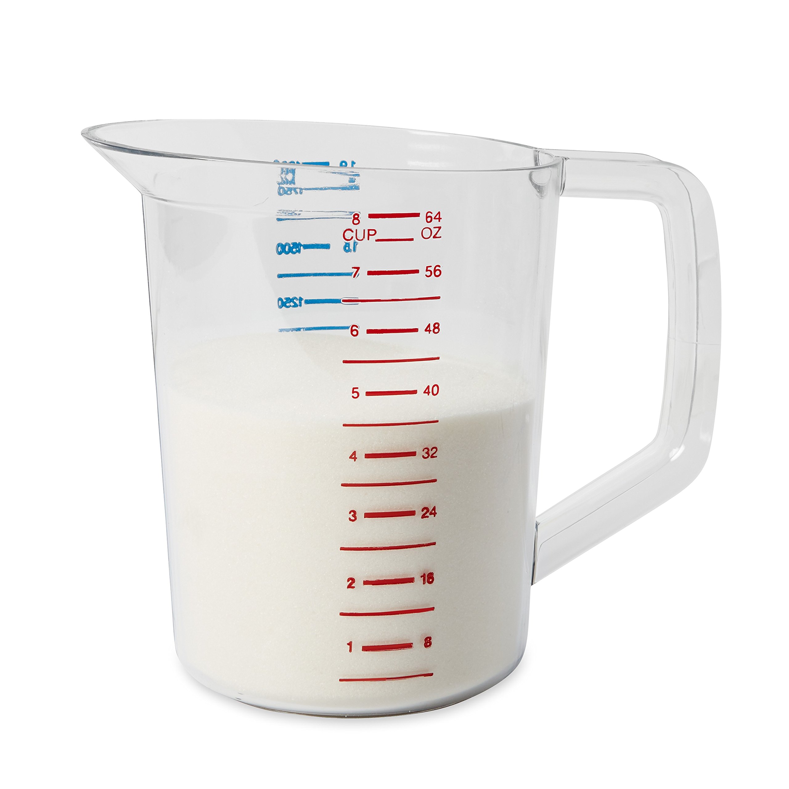 Rubbermaid Commercial Products Bouncer Clear Measuring Cup, 8-Cup/2-Quart, Clear, Strong Food Grade, For use with -40-degree F to 212-degree F, Easy Read for Liquid/Dry Ingredients while Cooking