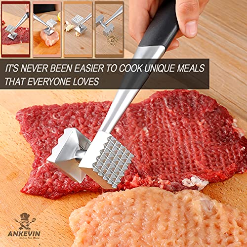 Meat Tenderizer, Dual-Sided Nails Meat Mallet, Meat Hammer Used for Steak, Chicken, Fish，Meat Pounder With Rubber Comfort Grip Handle, 8.8 inches Meat Tenderizer Tool