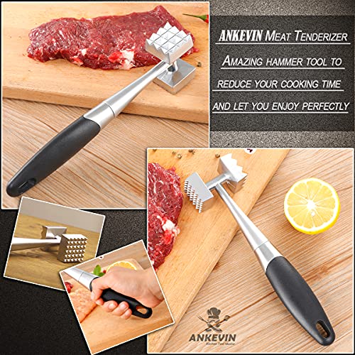 Meat Tenderizer, Dual-Sided Nails Meat Mallet, Meat Hammer Used for Steak, Chicken, Fish，Meat Pounder With Rubber Comfort Grip Handle, 8.8 inches Meat Tenderizer Tool