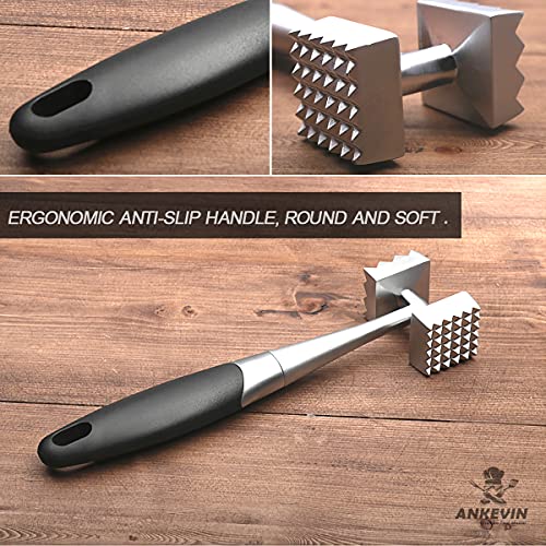 Meat Tenderizer, Dual-Sided Nails Meat Mallet, Meat Hammer Used for Steak, Chicken, Fish，Meat Pounder With Rubber Comfort Grip Handle, 8.8 inches Meat Tenderizer Tool