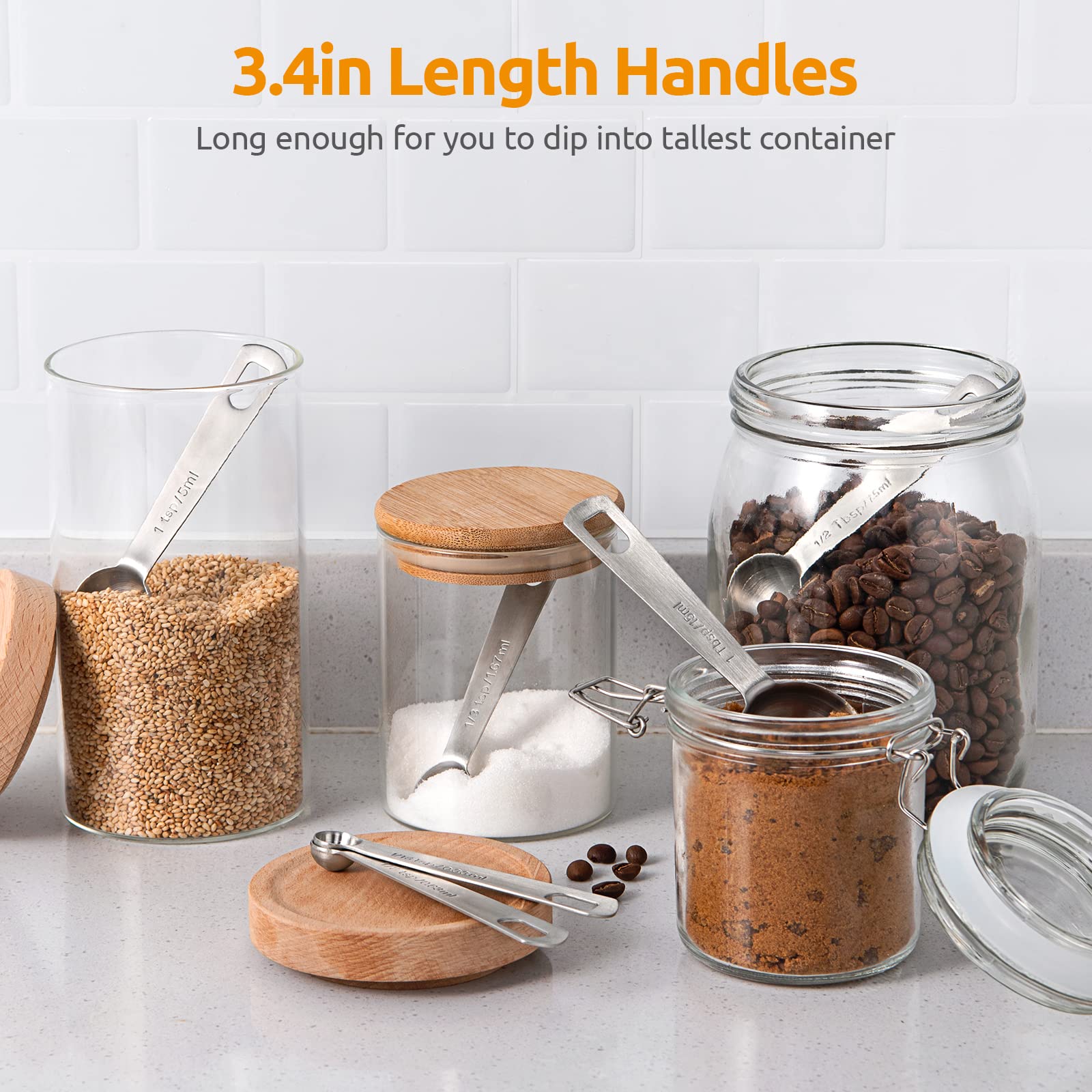 Measuring Spoons: U-Taste 18/8 Stainless Steel Set of 7 Piece: 1/8 tsp, 1/4 tsp, 1/2 tsp, 3/4 tsp, 1 tsp, 1/2 tbsp & 1 tbsp Dry and Liquid Ingredients