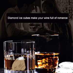 Diamond Ice Cube Molds (Set of 2) Whiskey Ice Cube Tray ，Ice Cube Maker Tray,Diamond Silicone Ice Cube Molds with Lids,Reusable and BPA Free