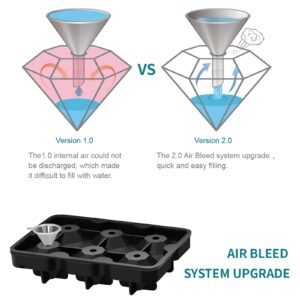 Diamond Ice Cube Molds (Set of 2) Whiskey Ice Cube Tray ，Ice Cube Maker Tray,Diamond Silicone Ice Cube Molds with Lids,Reusable and BPA Free