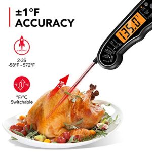 TEMOLA Meat Thermometer, Instant Read Food Thermometer for Cooking, Digital Food Thermometer with LCD Backlight for Candy Fry Grill BBQ Liquids, Kitchen Oven Safe Dual Probe 2 in 1 Thermometer