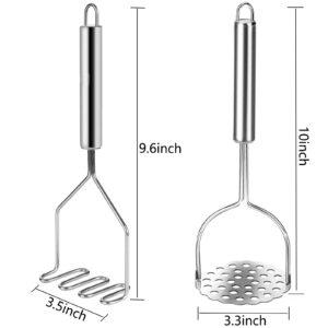 Tefrey 2 Pack Potato Masher, Heavy Duty Stainless Steel Potato Masher Kitchen Tool For Avocado, Mashed Potatoes, Beans, Vegetables etc.