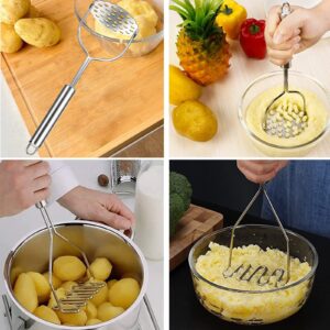 Tefrey 2 Pack Potato Masher, Heavy Duty Stainless Steel Potato Masher Kitchen Tool For Avocado, Mashed Potatoes, Beans, Vegetables etc.