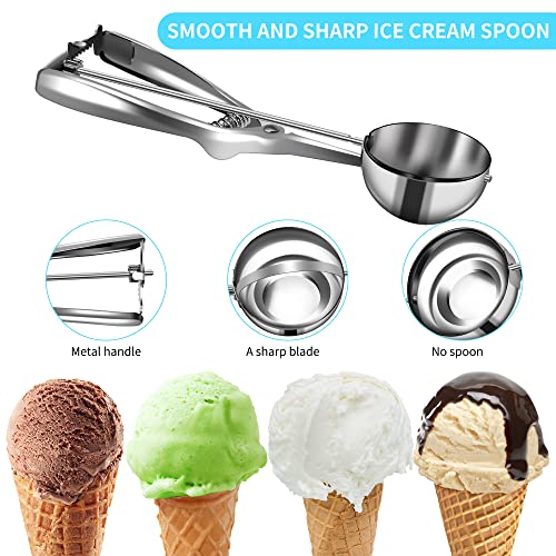 Cookie Scoop Set, Ice Cream Scoop Set with Multiple Size Trigger Small, Medium and Large Stainless Steel Cookie Scoops Set of 3 for Baking, Stainless Steel Cupcake Scoop, Ice Cream Scooper (3Pcak)