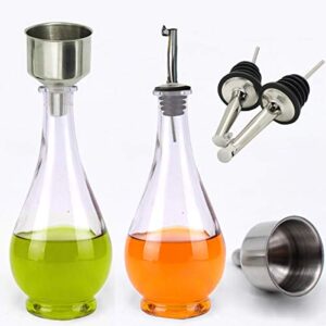 Delove Olive Oil Bottle Pourer Spout Set - Easily Turn Your Bottles into Dispensers for Liquor, Vinegar, Syrup or Oils - (4 Spout-L+Funnel)