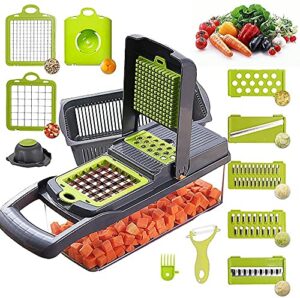 alrens vegetable chopper mandoline slicer cutter and grater 11 in 1 vegetable slicer potato onion veggie chopper dicer with container gray