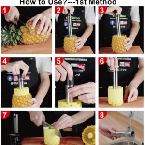 Pineapple Corer and Slicer [Reinforced sharp blades & Heavy duty & Durable], Yhtawoo Pineapple Cutter Corer Peeler, Stainless Steel Decorer Fruit Knife,Easy Core Remover