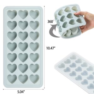 Heart Shaped Ice Cube Trays with Lid, Silicone Heart Mold, Easy Release Ice Trays, 21-Cavity Heart Molds for Ice Cubes, Gelatine, Chocolate, Baking and Candy