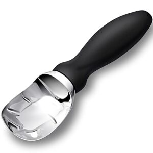 rainspire ice cream scoop stainless steel with comfortable handle, ice cream scooper heavy duty, ice cream spade great for spooning frozen hard gelato and sorbet, cookie dough, melon, black