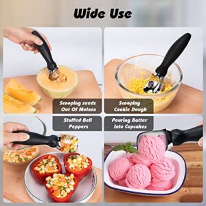 Rainspire Ice Cream Scoop Stainless Steel with Comfortable Handle, Ice Cream Scooper Heavy Duty, Ice Cream Spade Great for Spooning Frozen Hard Gelato and Sorbet, Cookie Dough, Melon, Black