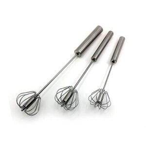 stainless steel semi-automatic egg whisk - 3pcs hand push rotary whisk blender (3 pack)