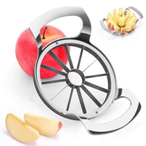 aubenr 4.3 inch extra large apple slicer with 12 blades - professional heavy duty apple cutter - stainless steel apple corer tool - sharp apple slicer and corer - easy to use - dishwasher safe