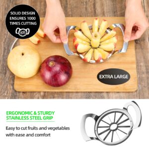 AUBENR 4.3 Inch Extra Large Apple Slicer with 12 Blades - Professional Heavy Duty Apple Cutter - Stainless Steel Apple Corer Tool - Sharp Apple Slicer and Corer - Easy to Use - Dishwasher Safe