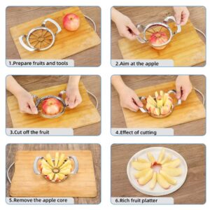 AUBENR 4.3 Inch Extra Large Apple Slicer with 12 Blades - Professional Heavy Duty Apple Cutter - Stainless Steel Apple Corer Tool - Sharp Apple Slicer and Corer - Easy to Use - Dishwasher Safe