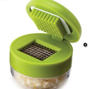 Joie Garlic Press and Chopper with Storage Container, Stainless Steel Blades, Green